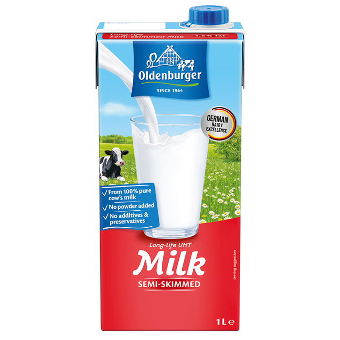 Oldenburger Semi-Skimmed Milk 1.5% fat, UHT, 1L | P6946